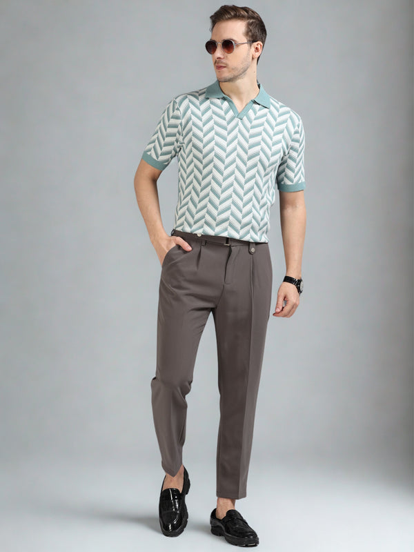 Sky Blue Wave Design Polo T-Shirt