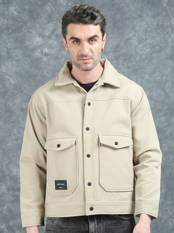 Beige Double Pocket Imported Shackets